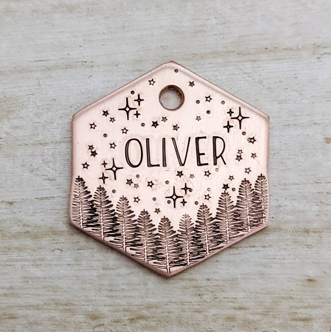 Starry Night - Pet ID Tag - Dog Tag for Dogs - Pet Name Tag - Hand ...
