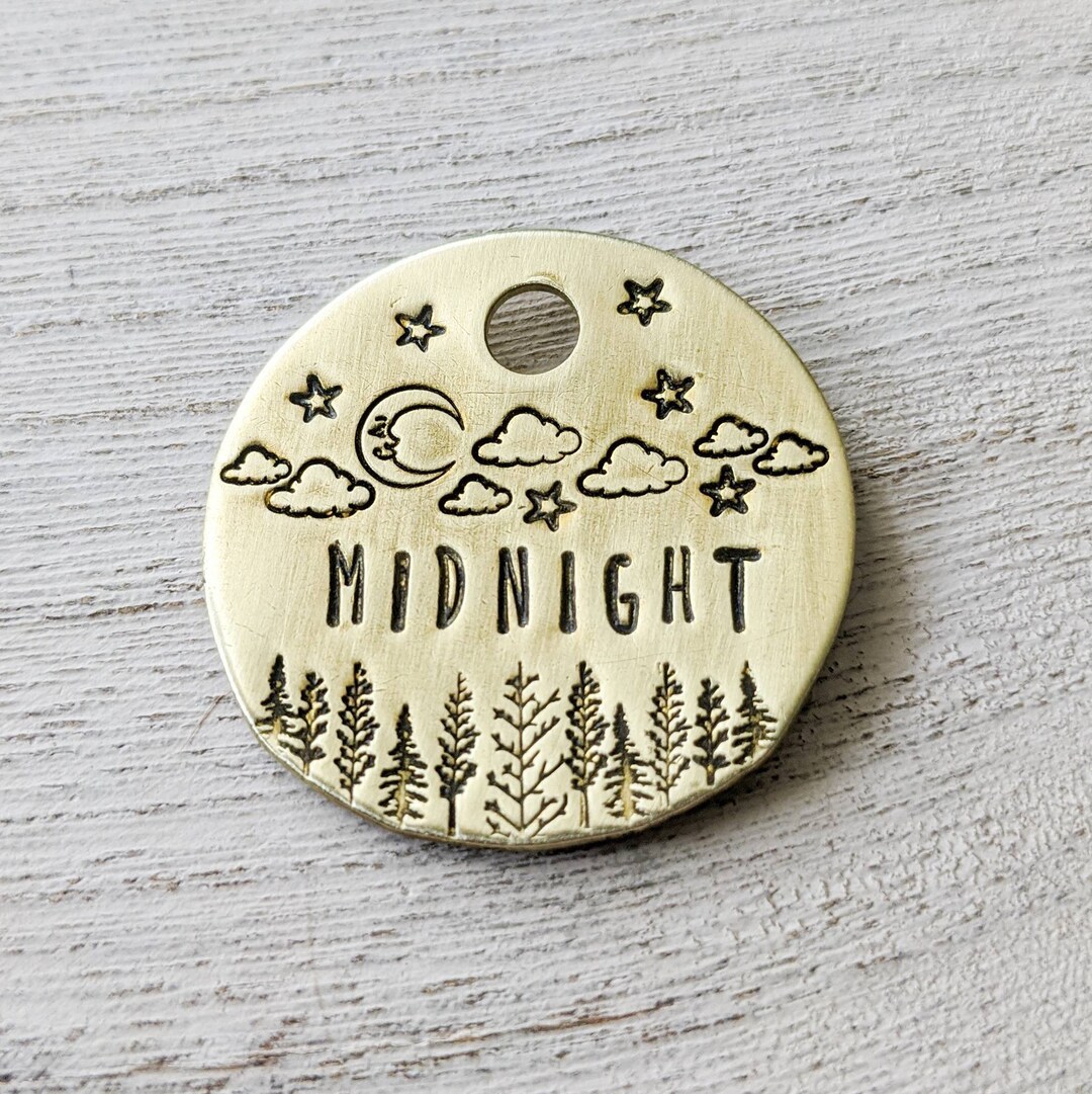 Starry Night Pet ID Tag Dog Tag for Dogs Pet Name Tag Hand Stamped ...