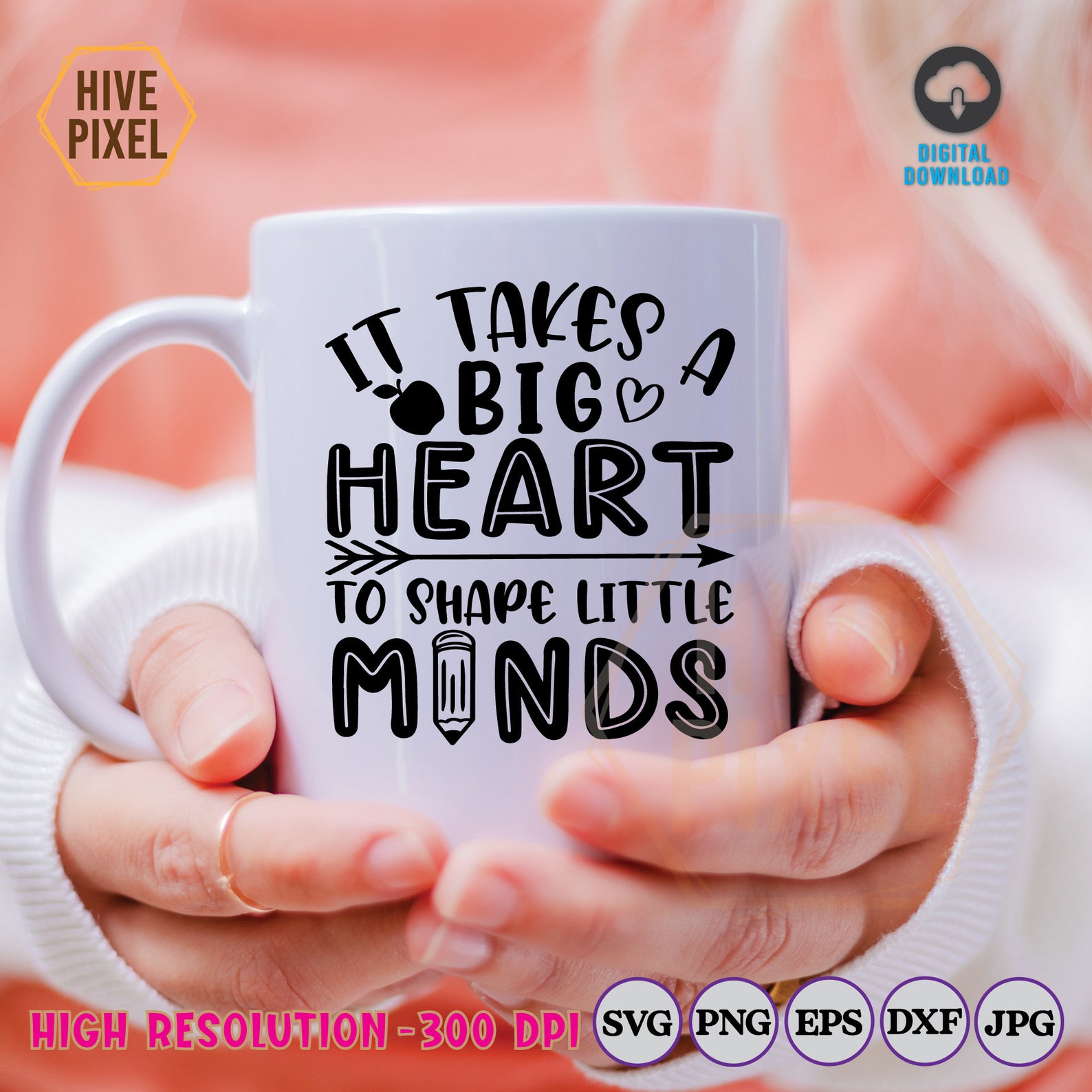 Teacher Svg, It Takes A Big Heart to Help Shape Little Minds Svg ...