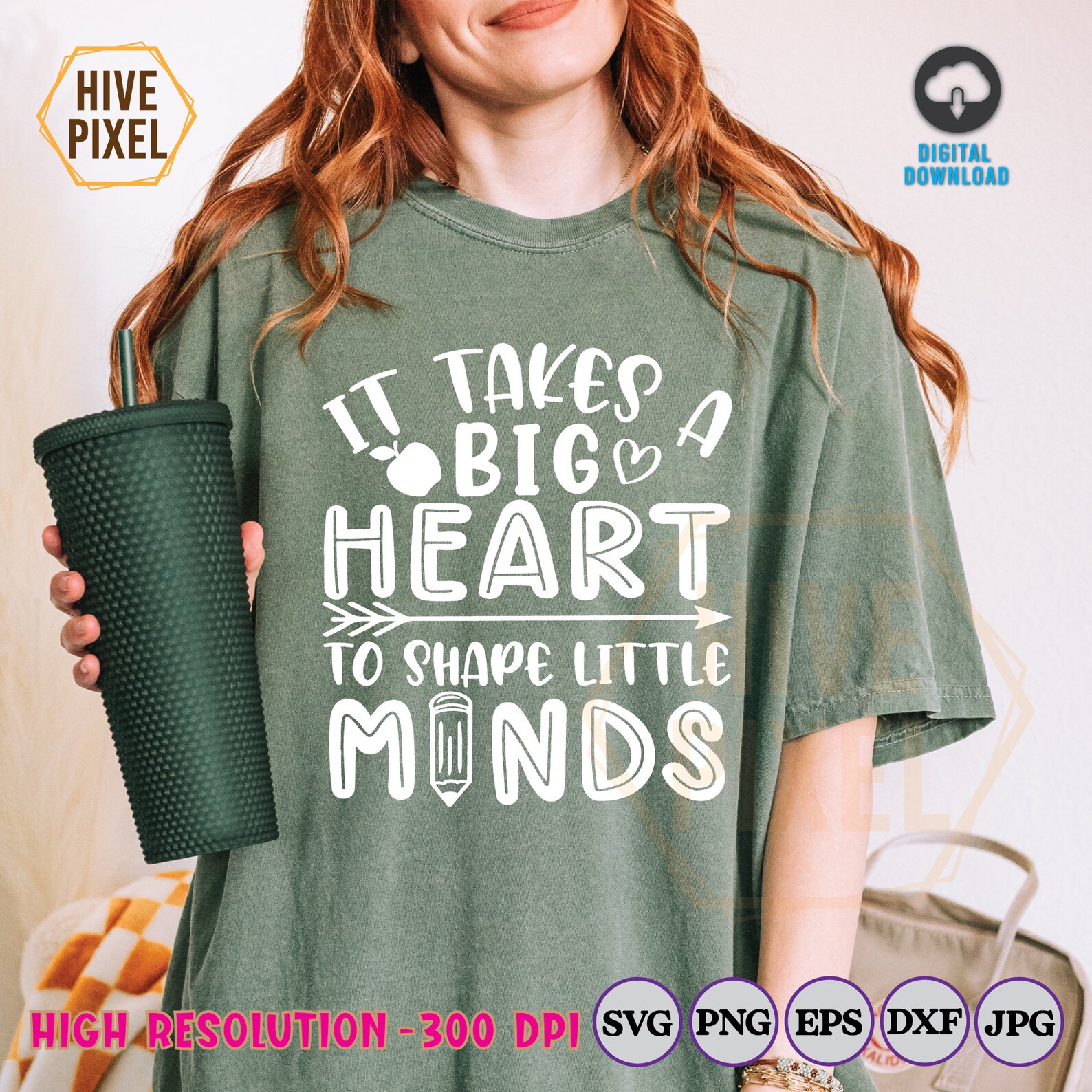 Teacher Svg, It Takes A Big Heart to Help Shape Little Minds Svg ...