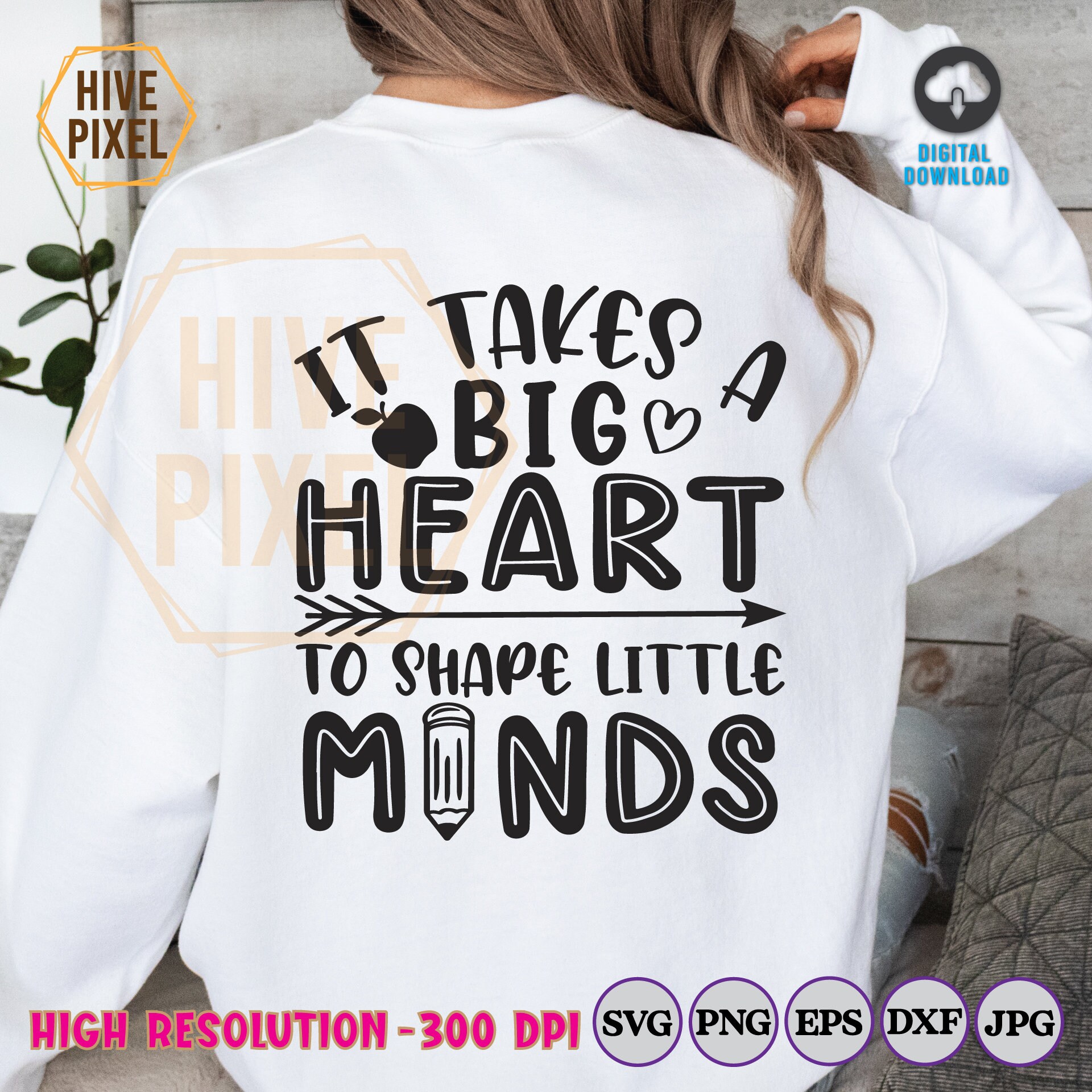 Teacher Svg, It Takes A Big Heart to Help Shape Little Minds Svg ...