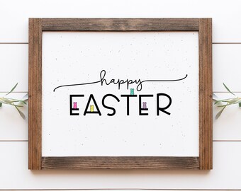 Farmhouse Style Happy Easter Printable Sign With Marshmallow | Etsy