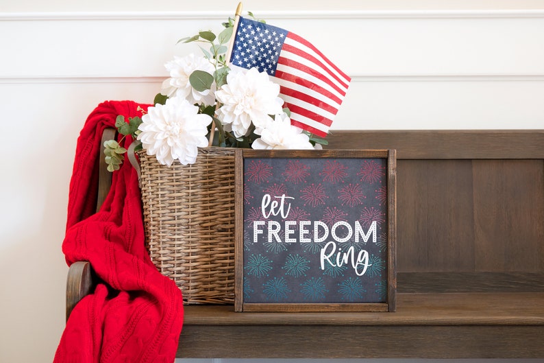 Let Freedom Ring Chalkboard Printable Wall Art Patriotic - Etsy