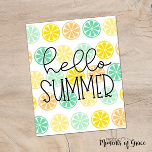 Hello Summer Printable Wall Art Lemon and Lime Slices Wall - Etsy