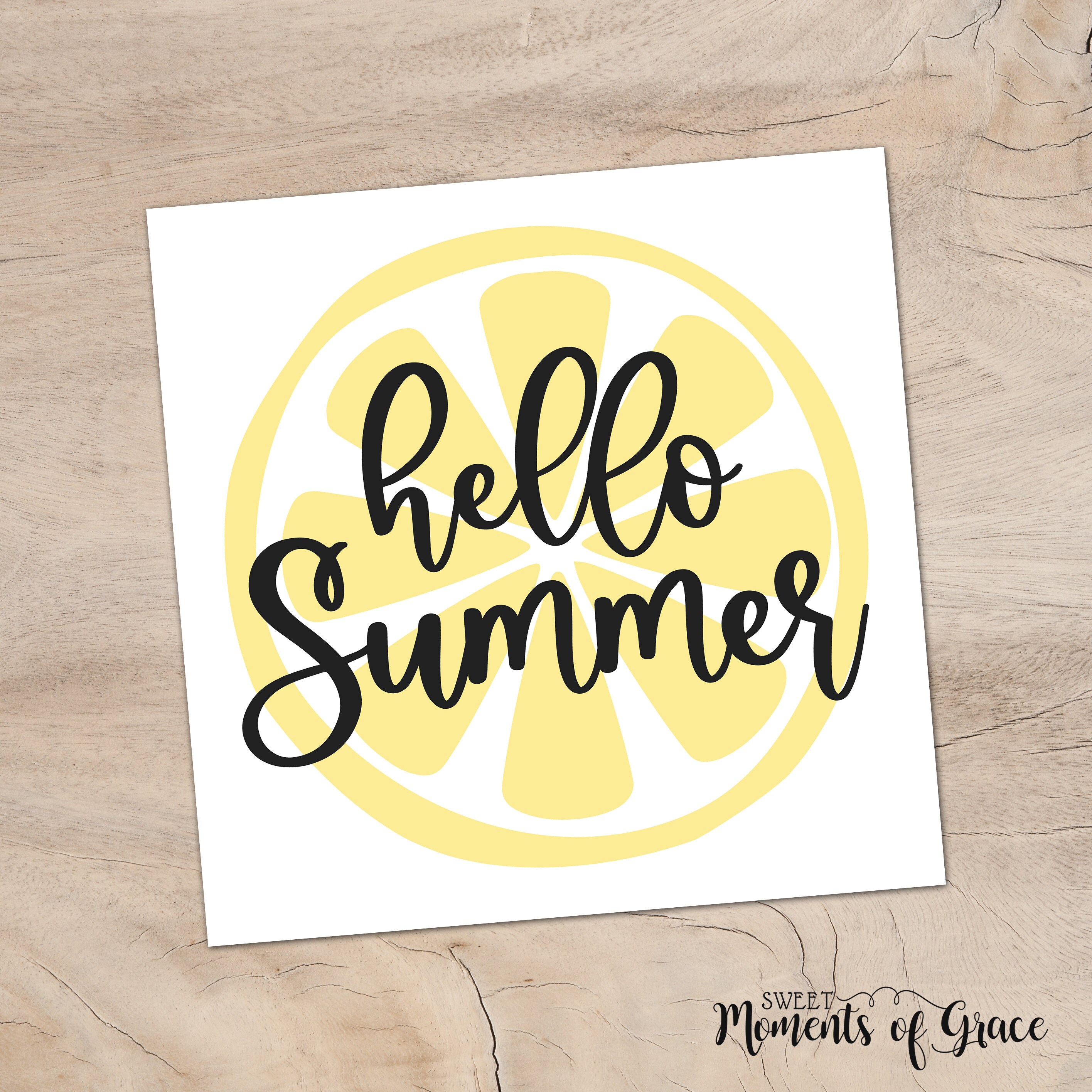 Lemon Slice Hello Summer Printable Wall Art Summer Farmhouse | Etsy