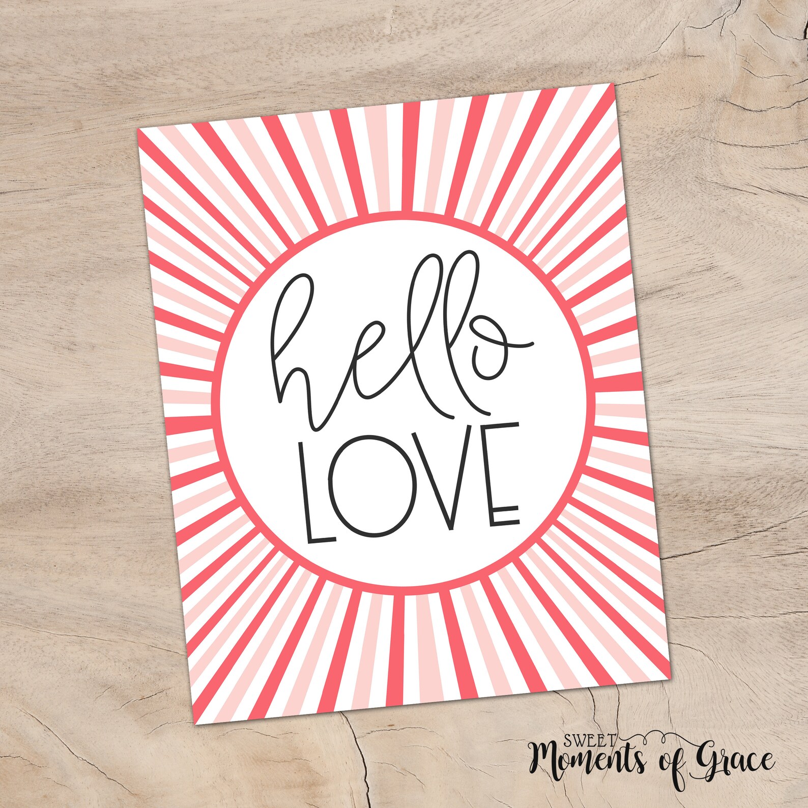 Hello Love Printable Valentine's Day Wall Art Pink and | Etsy