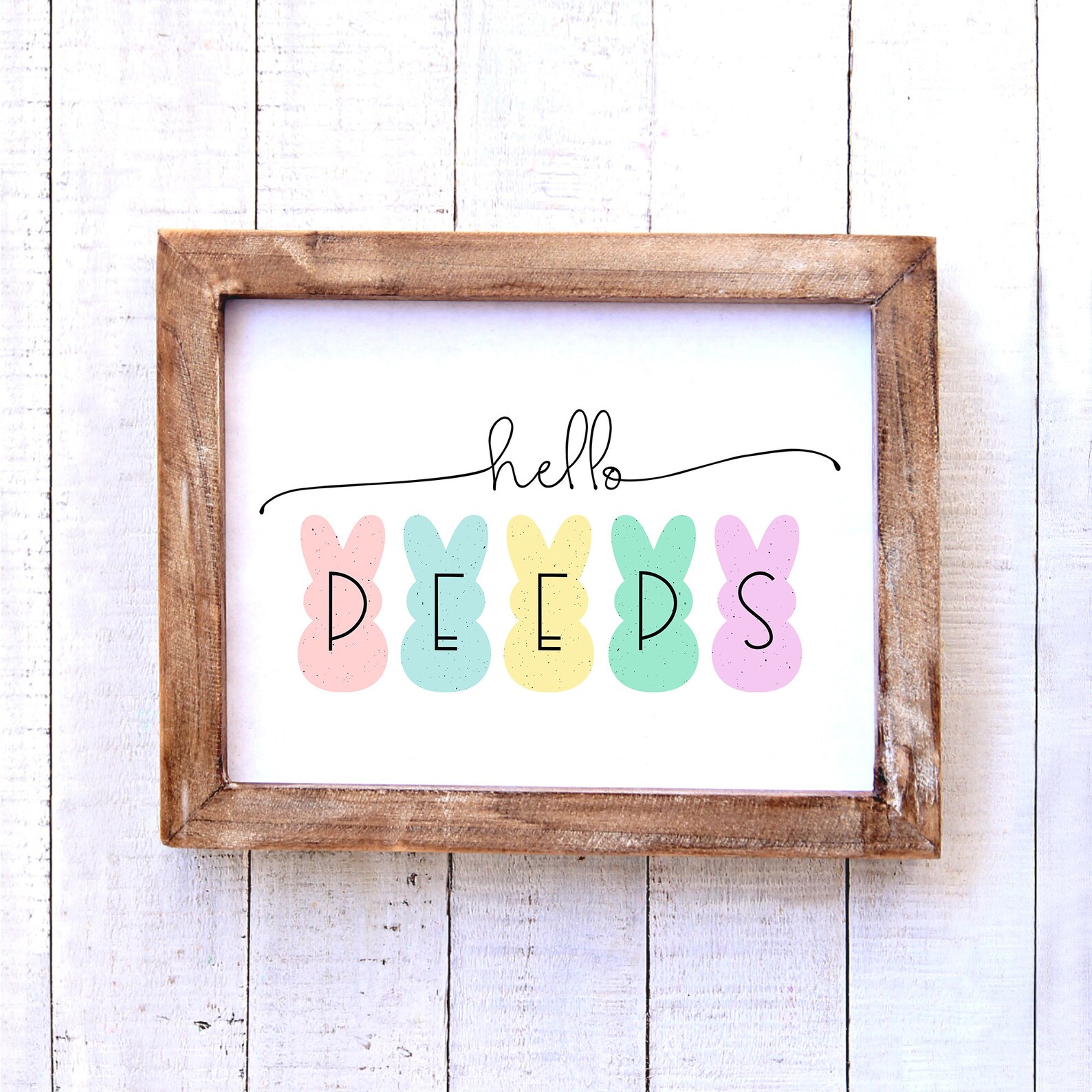 Hello Peeps Printable Wall Art With Pastel Marshmallow - Etsy