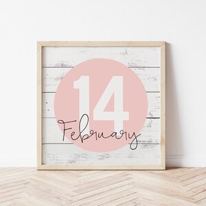 Pink February 14th Farmhouse Style Valentine's Day Printable Sign W ...