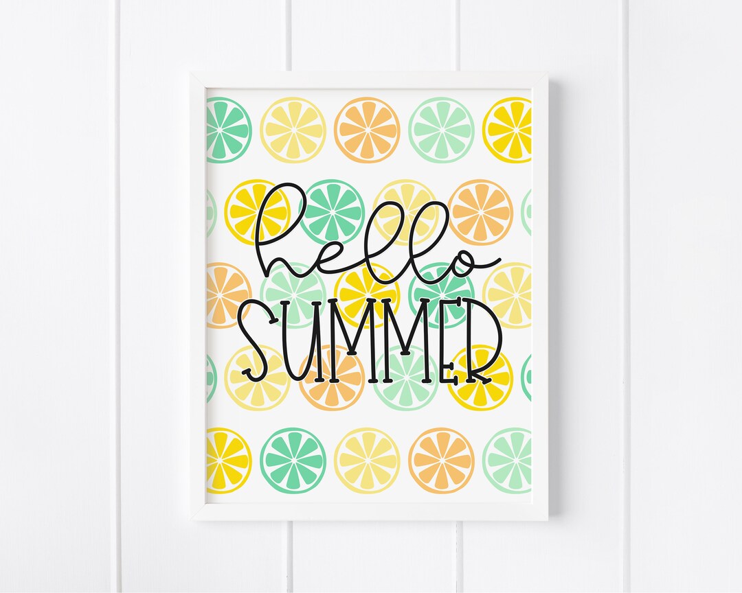 Hello Summer Printable Wall Art Lemon and Lime Slices Wall - Etsy