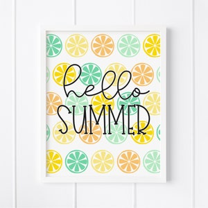 Hello Summer Printable Wall Art Lemon and Lime Slices Wall - Etsy