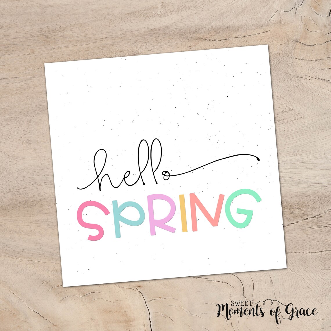 Hello Spring Farmhouse Style Typography Art, Spring Home Decor ...