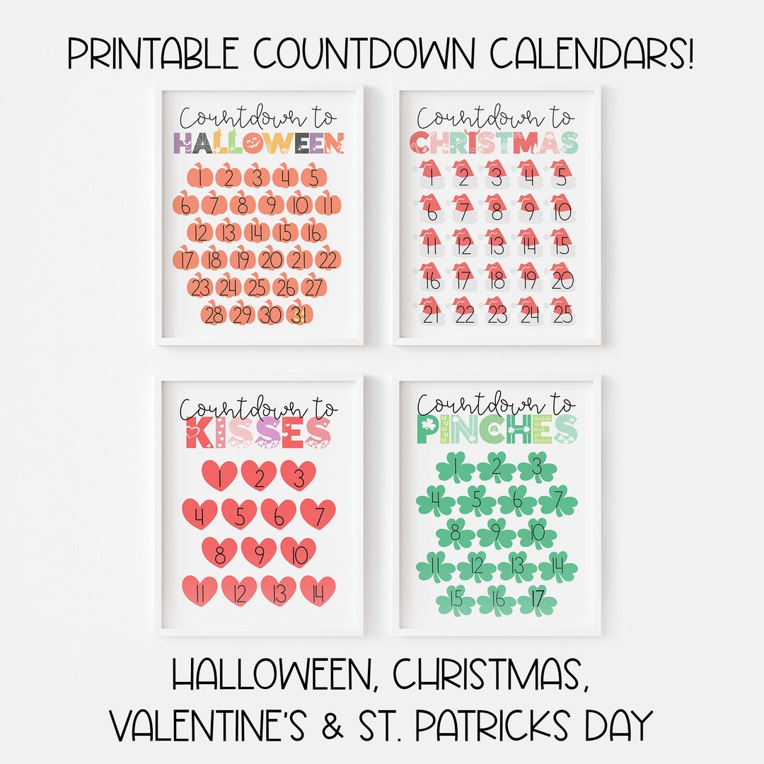 Printable Holiday Countdown Calendar Bundle - Seasonal Home Decor ...