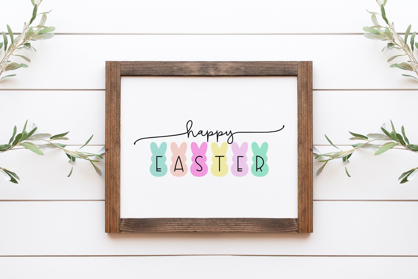 Farmhouse Style Happy Easter Printable Sign With Marshmallow | Etsy