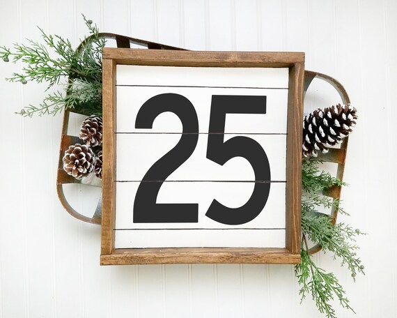 Modern Farmhouse Style Christmas Shiplap Sign Number 25 | Etsy
