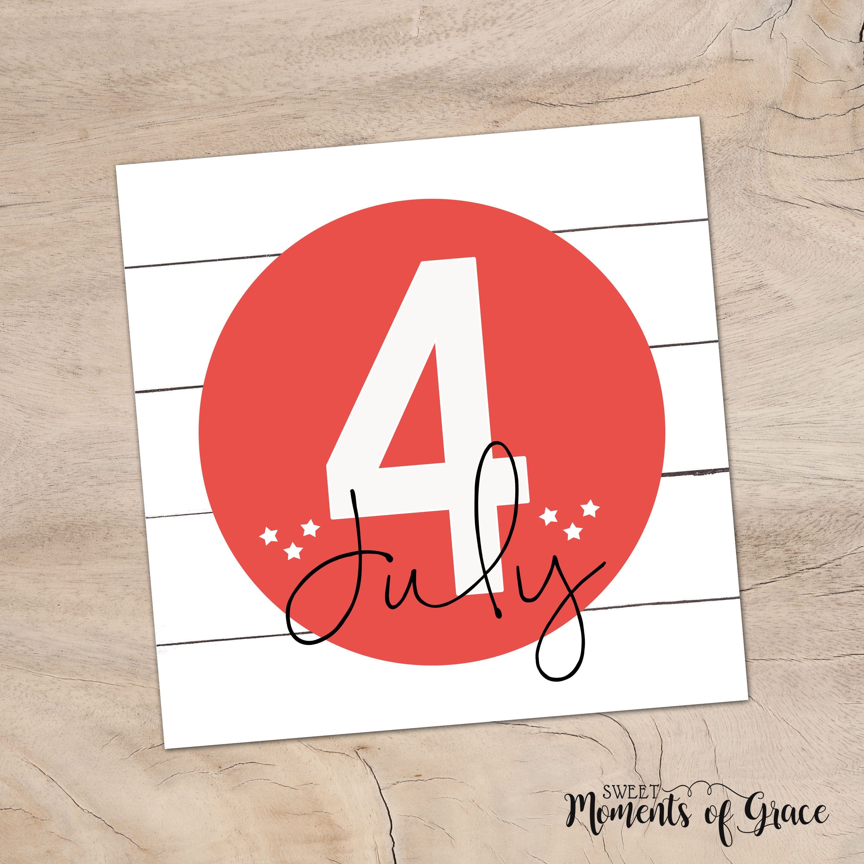Red July 4th Farmhouse Style Printable Square Independence - Etsy