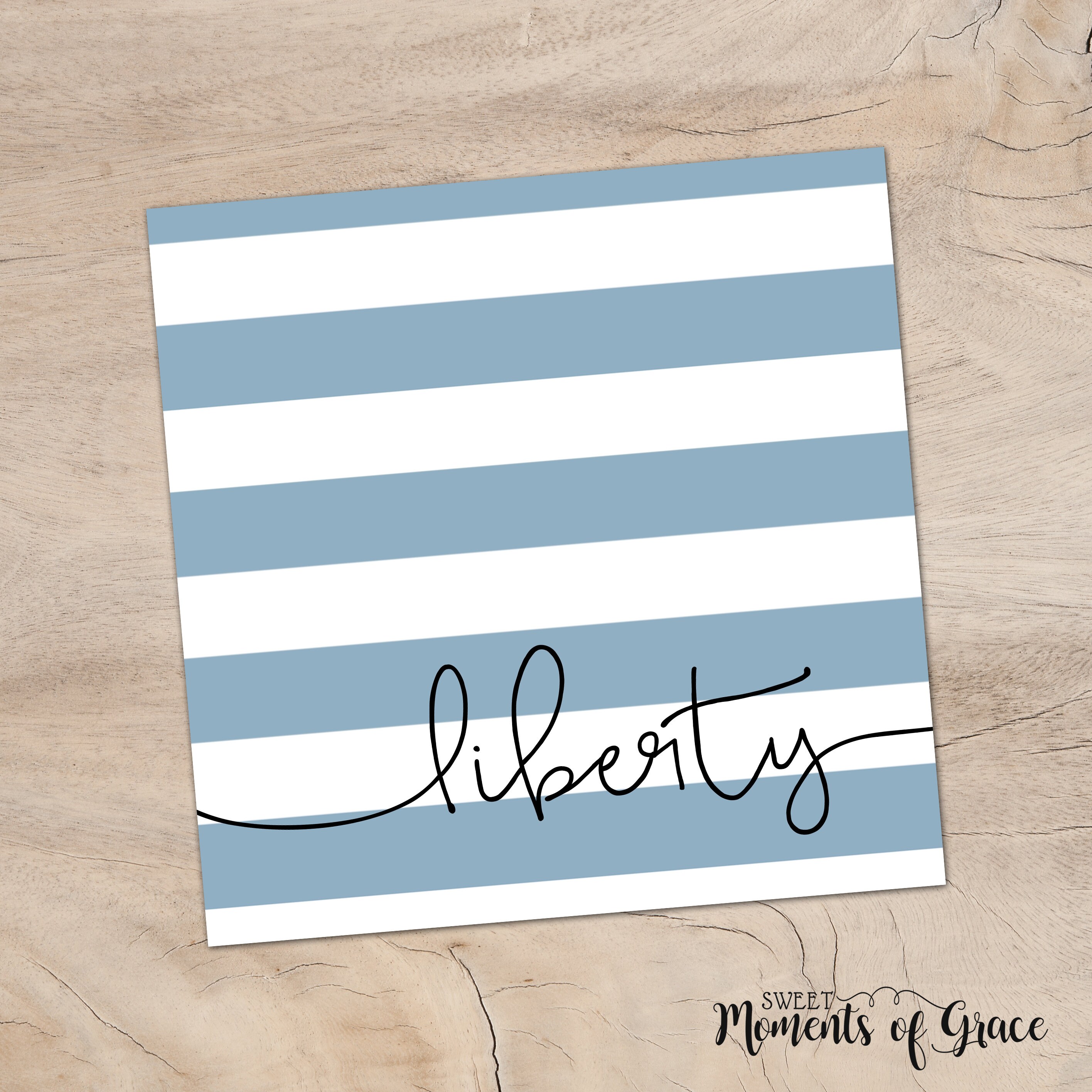 Blue & White Striped 'liberty' Printable Wall Art for | Etsy