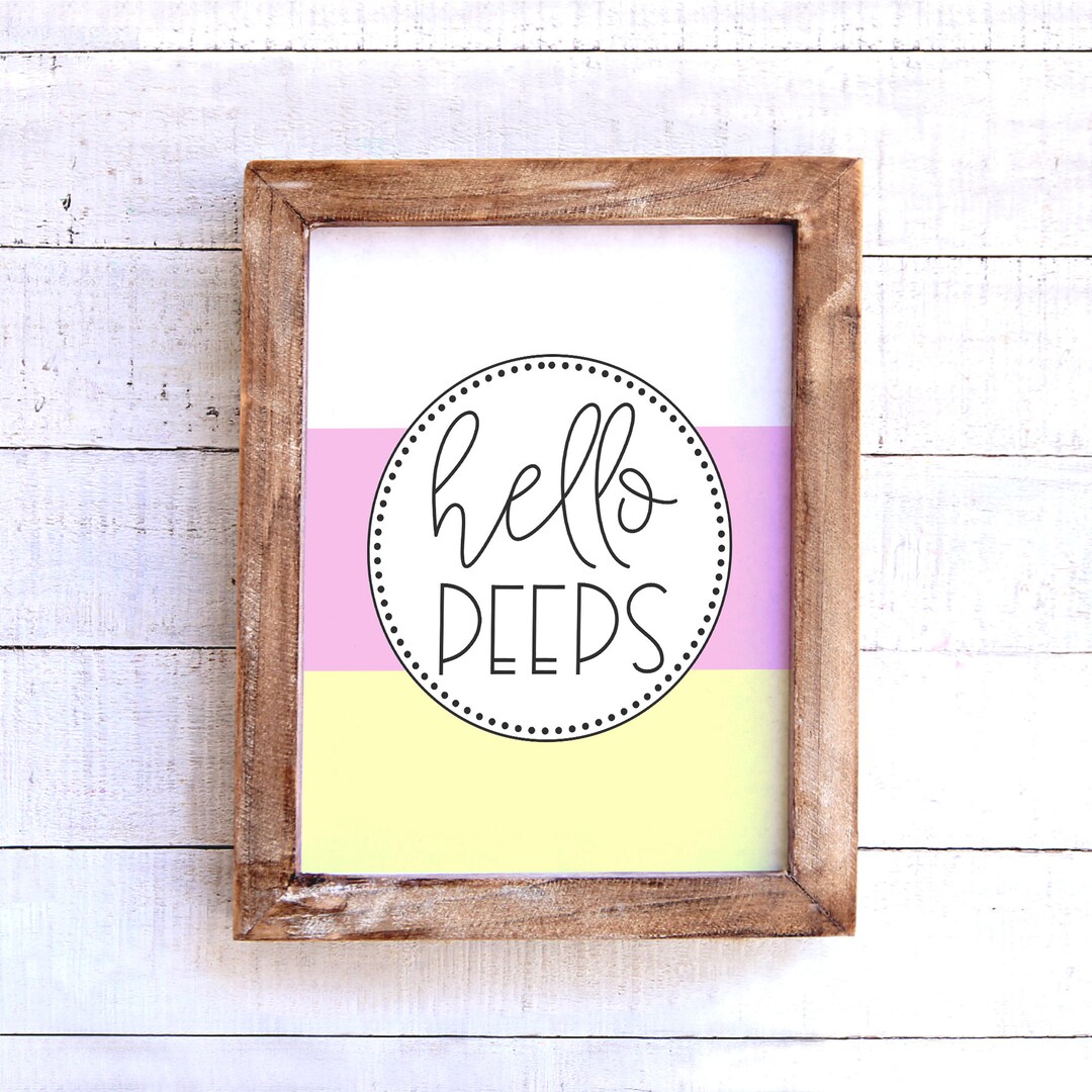 Color Blocked Hello Peeps Easter Printable Wall Art, Modern Spring Home ...