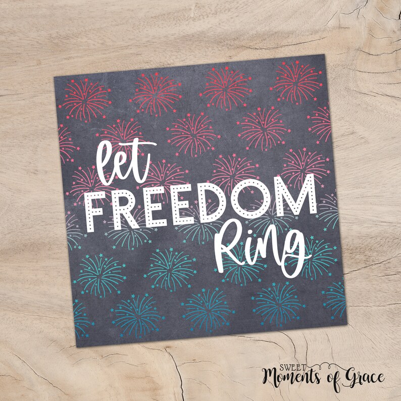 Let Freedom Ring Chalkboard Printable Wall Art Patriotic - Etsy