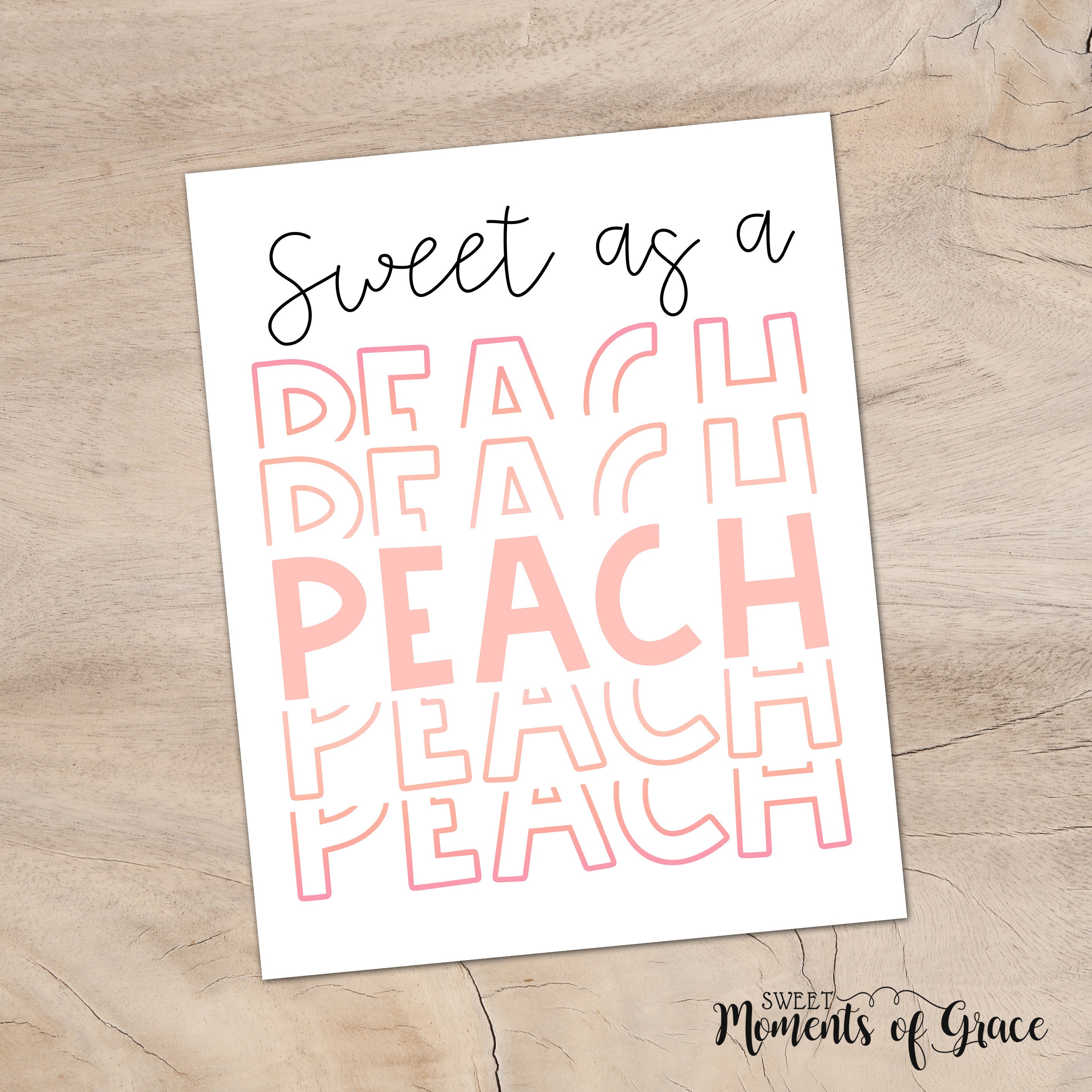 Sweet as a Peach Printable Wall Art Peach Tier Tray | Etsy