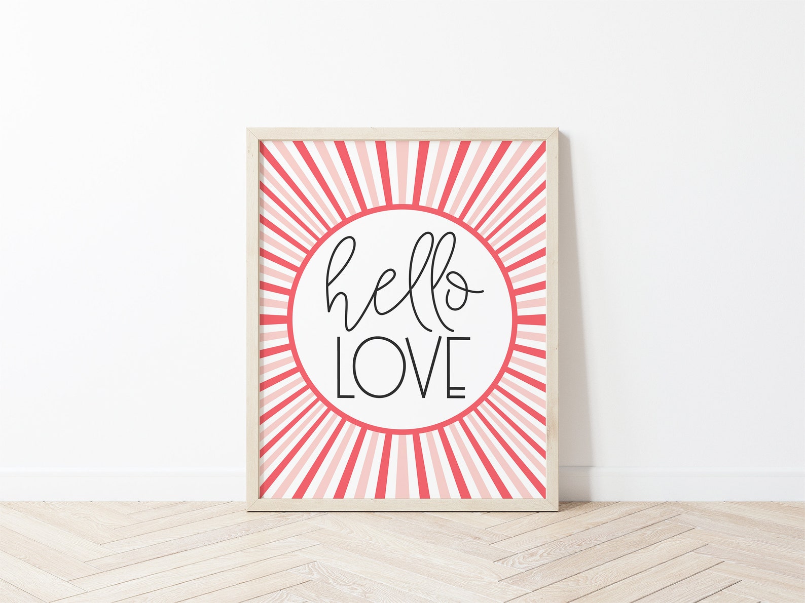 Hello Love Printable Valentine's Day Wall Art Pink and | Etsy