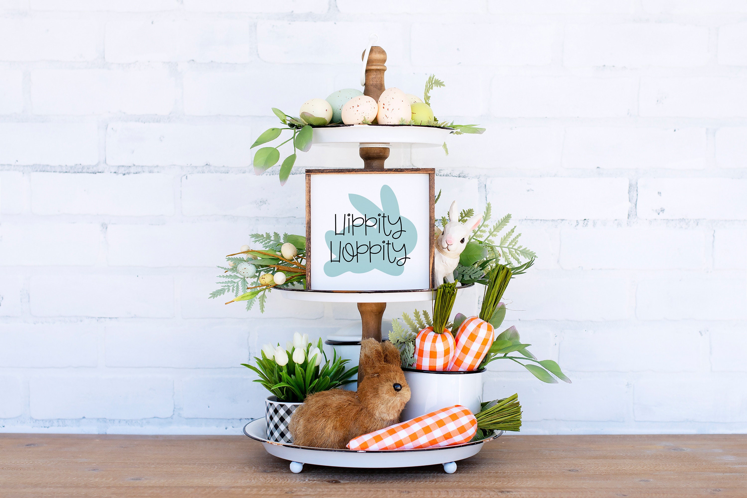 Blue Hippity Hoppity Easter Bunny Printable Farmhouse Style | Etsy