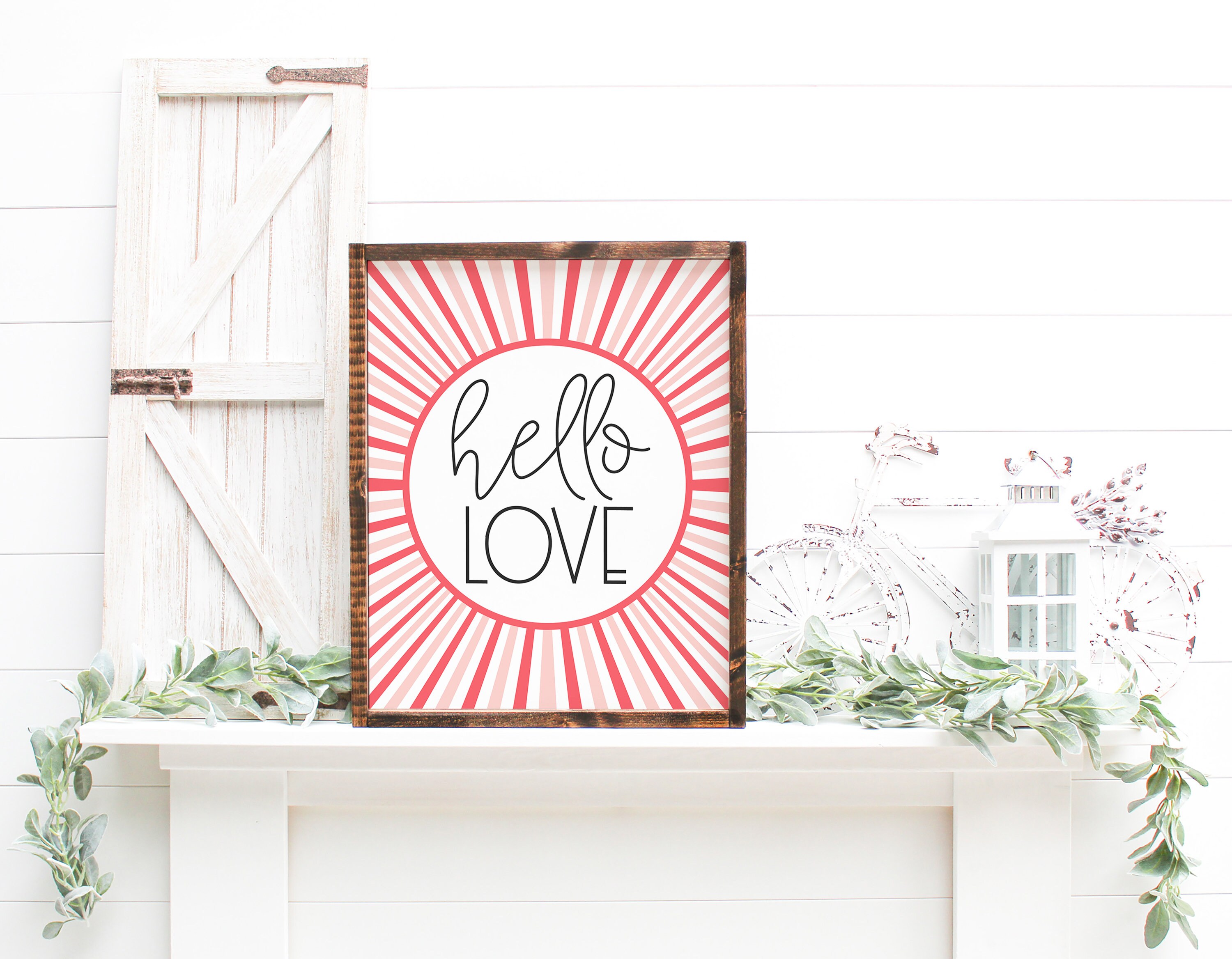 Hello Love Printable Valentine's Day Wall Art Pink and - Etsy