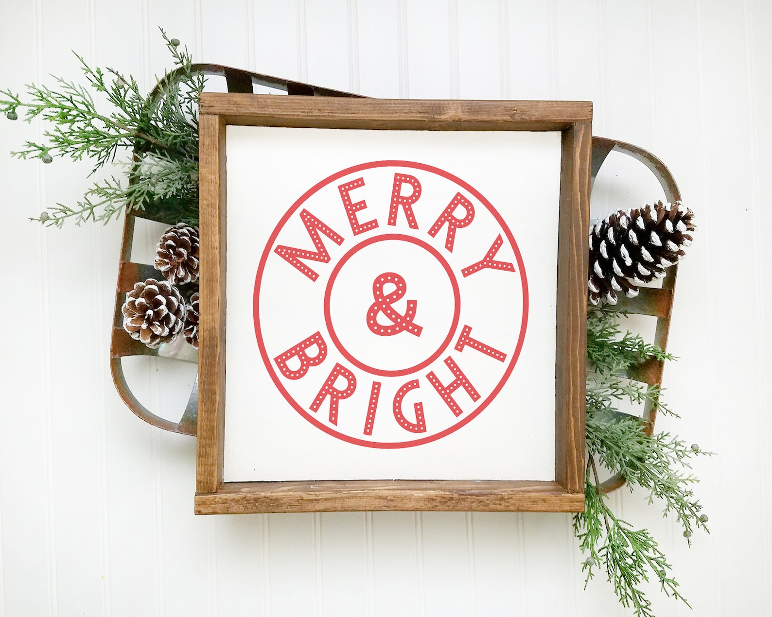 Retro Style Merry and Bright Printable Christmas Sign Modern | Etsy