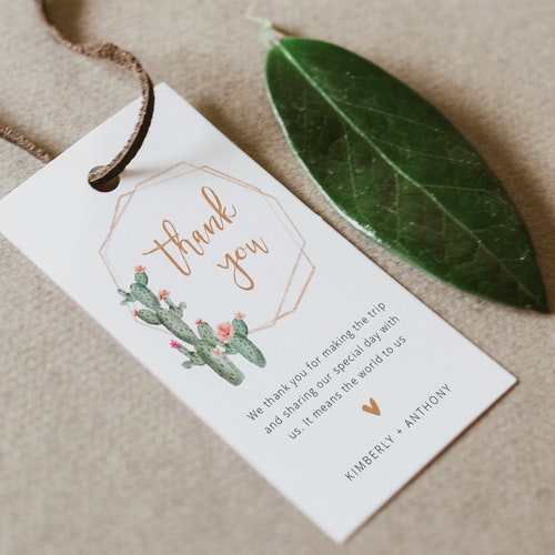 Cactus Thank You Tag Printable Favor Tag Template Cactus - Etsy