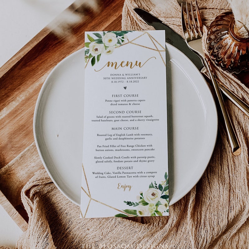 Wedding Anniversary Menu - Etsy