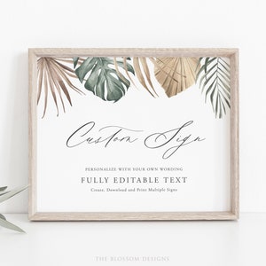 Tropical Wedding Sign Template, Self-editing Template, Create Unlimited ...