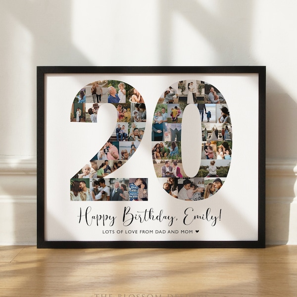 Custom 20th Birthday Collage, Number Collage Birthday Gifts for 20 - 60 ...