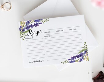 Purple recipe card | Etsy