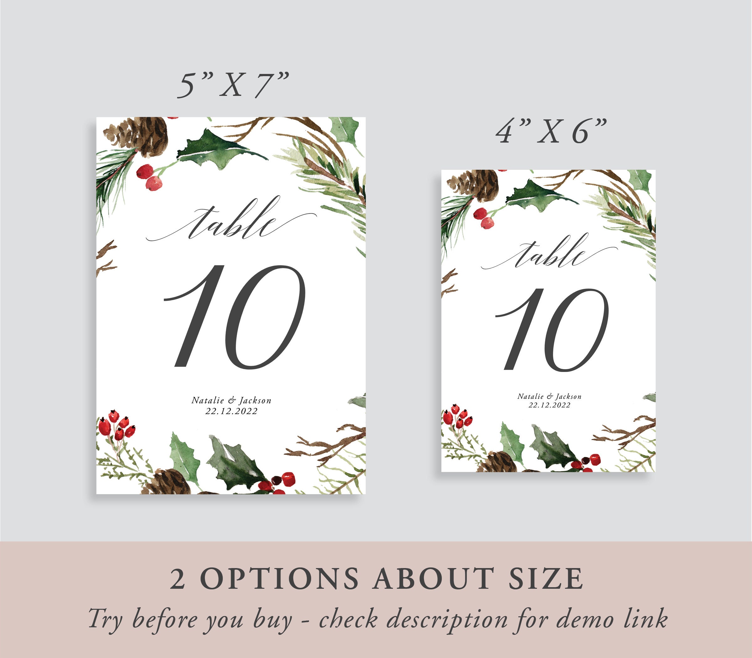 Table Number Template Christmas Table Number Wedding Table - Etsy