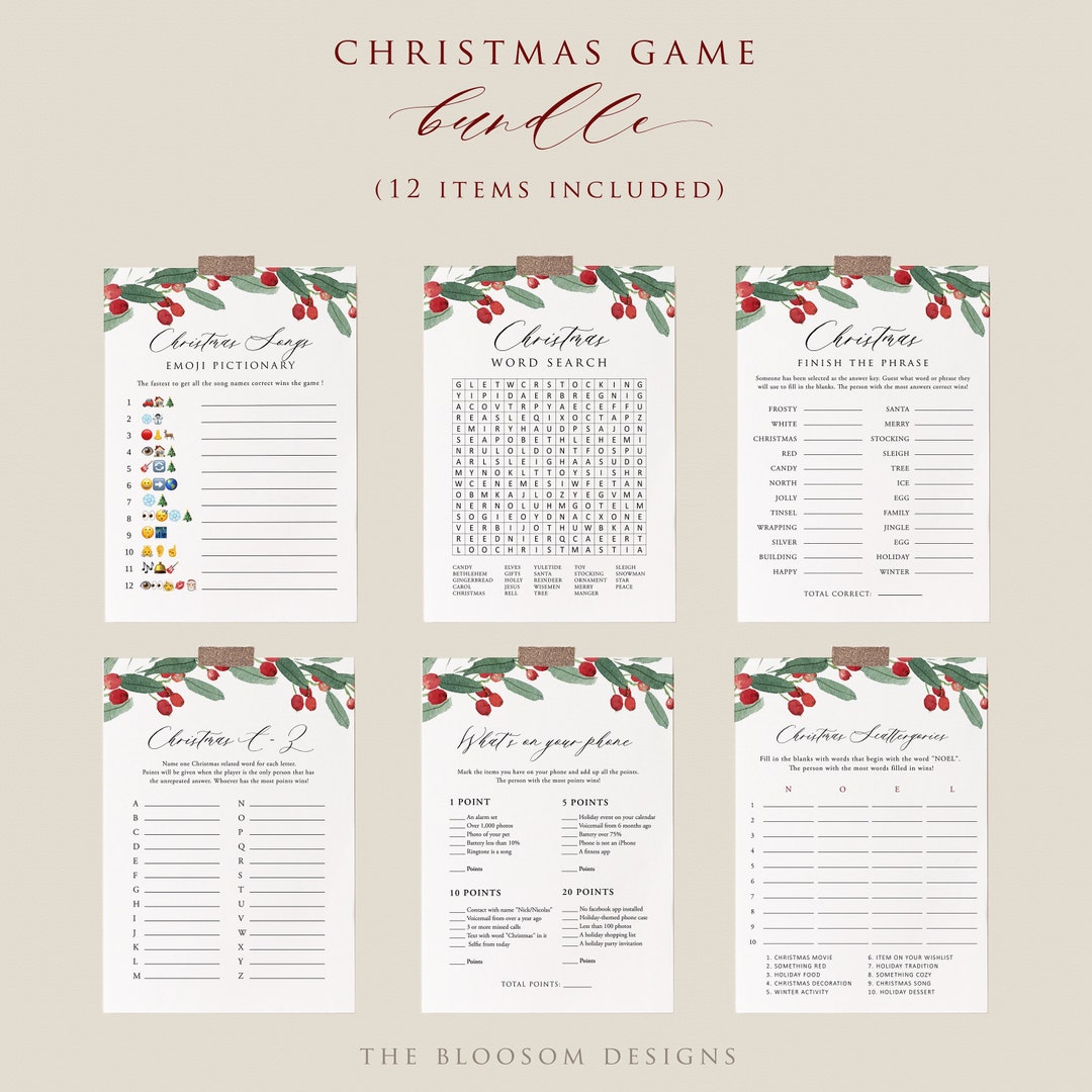 Christmas Game Bundle, Holiday Party Games, Family Christmas Game ...