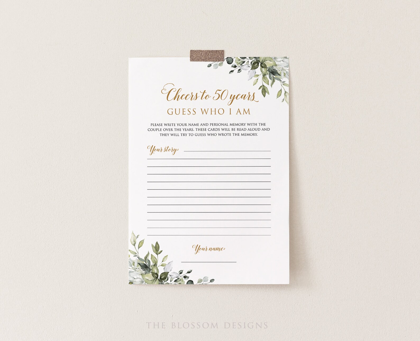 50th Anniversary Game, Guess Who I Am, Printable Template (digital ...