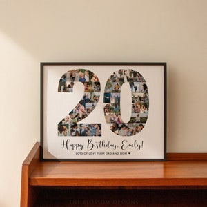 Custom 20th Birthday Gift, Number 20 Photos Collage, 20th Birthday ...