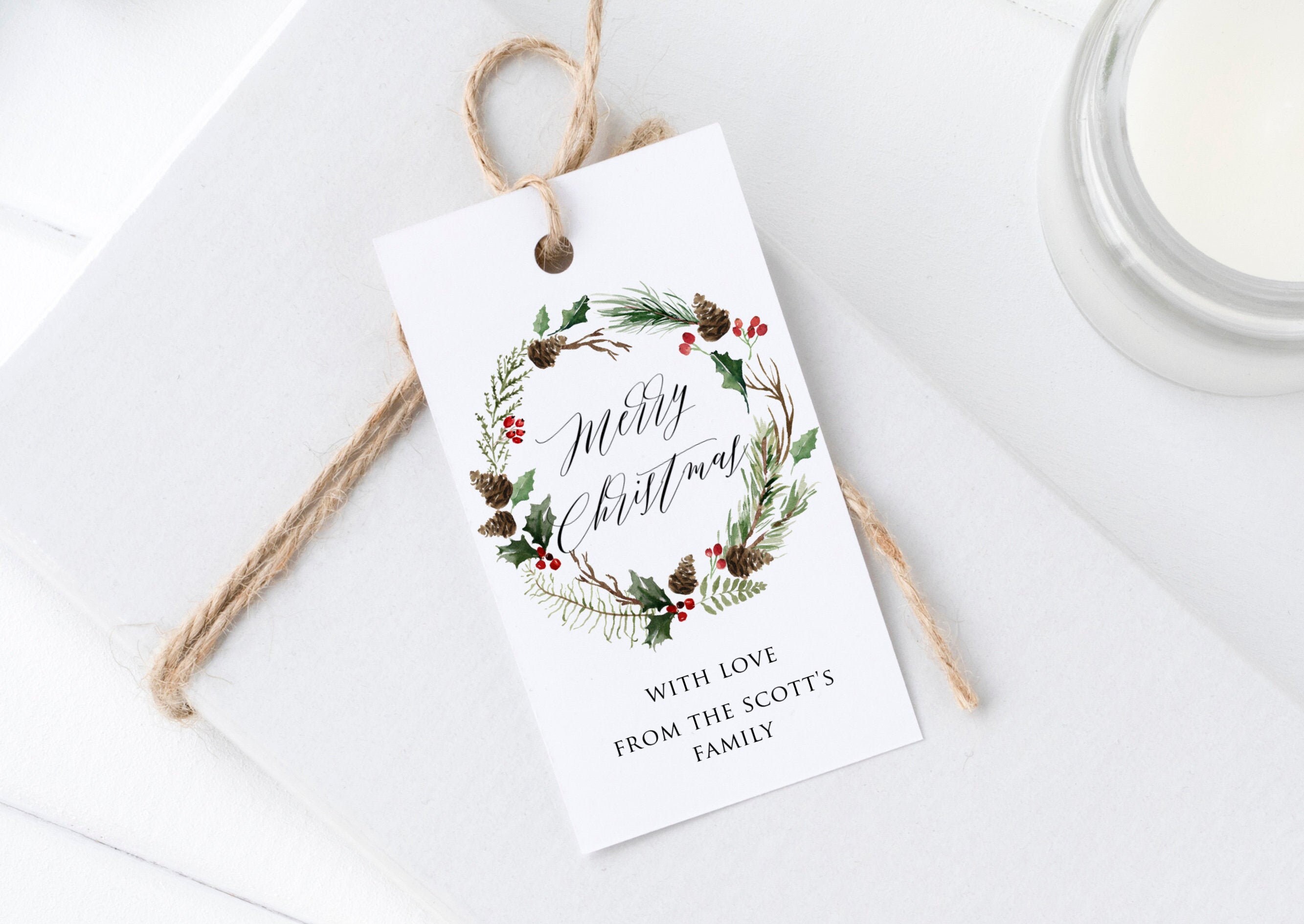 Christmas Tag Template Rustic Christmas Gift Tags | Etsy