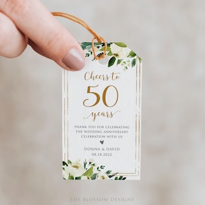 50th Anniversary Favors Tag, Any Years, Cheers to 50 Years Tag ...