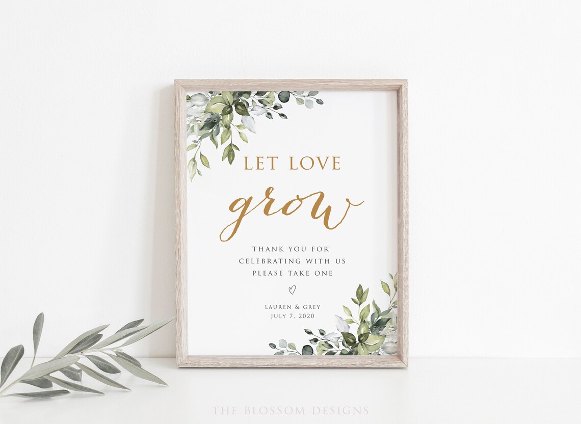 Let Love Grow Sign Greenery Signs Printable Reception | Etsy