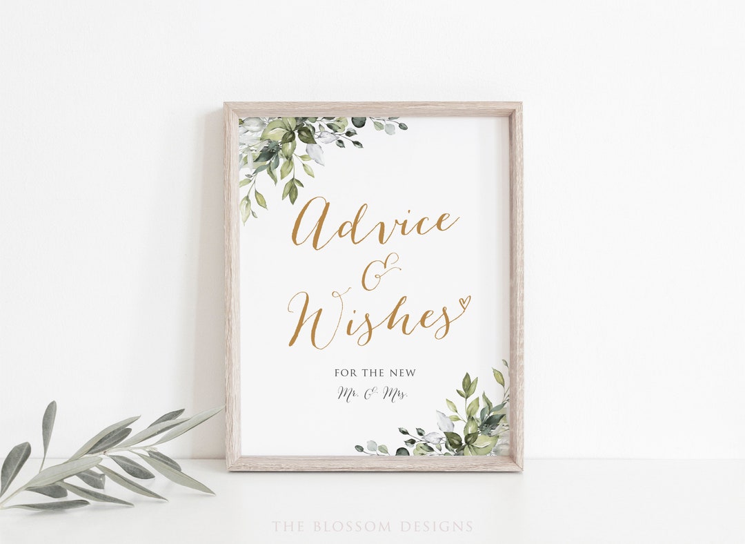 Printable Advice and Wishes Sign, Advice and Wishes, Advice and Wishes ...