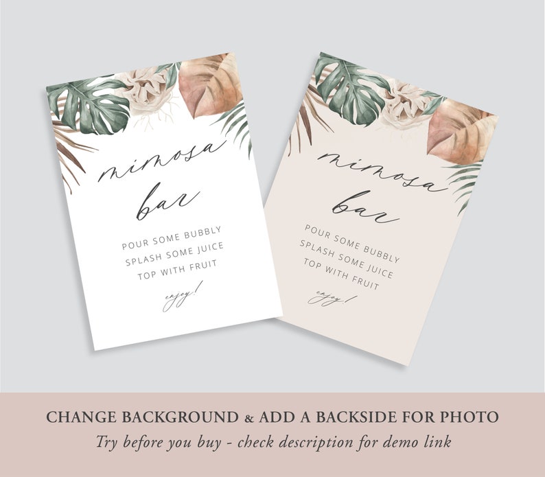 Tropical Mimosa Bar Sign Oasis Signs Printable Printable | Etsy