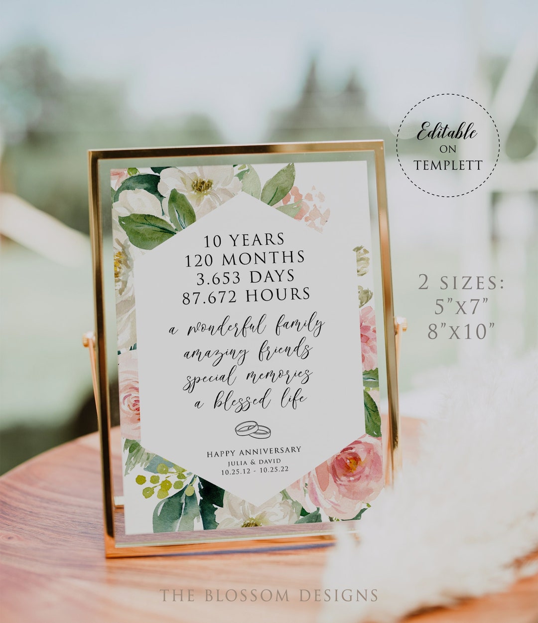 Cheers to 10 Years Sign, Blush Pink Anniversary Sign, Anniversary Sign ...