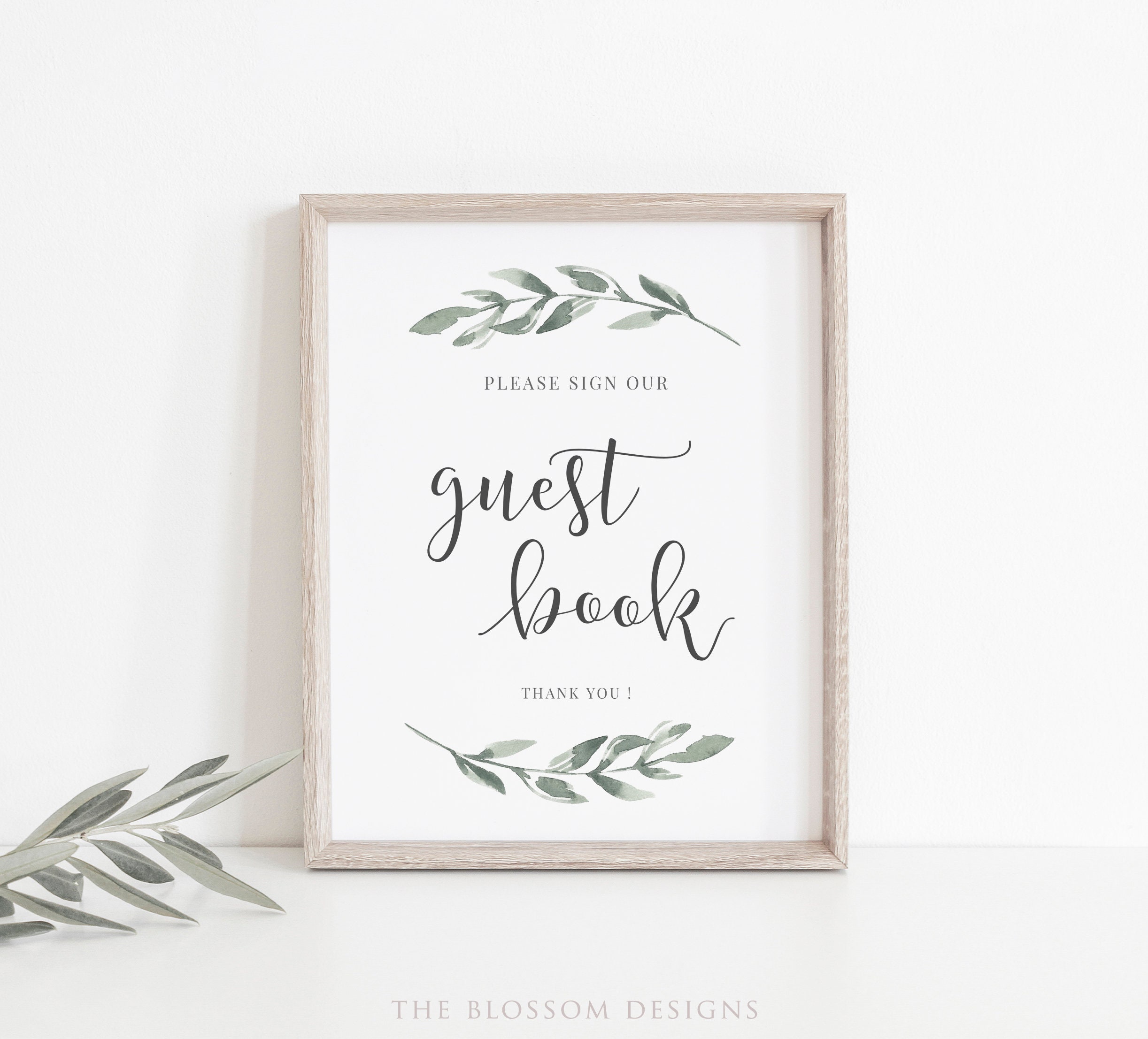 Greenery Guest Book Sign Greenery Signs Printable Reception | Etsy