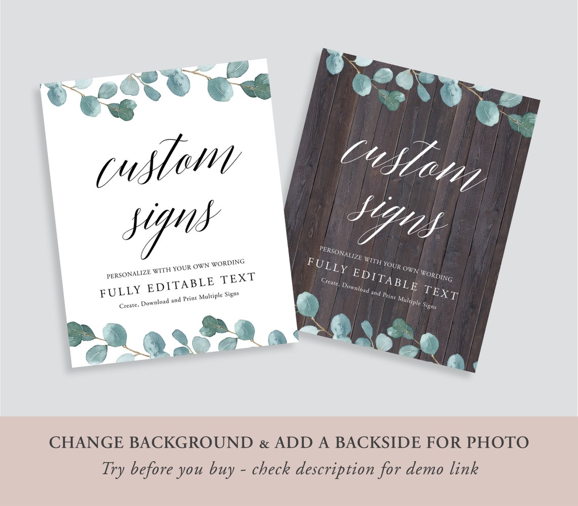 Greenery Wedding Sign Template Self-Editing Template Create | Etsy