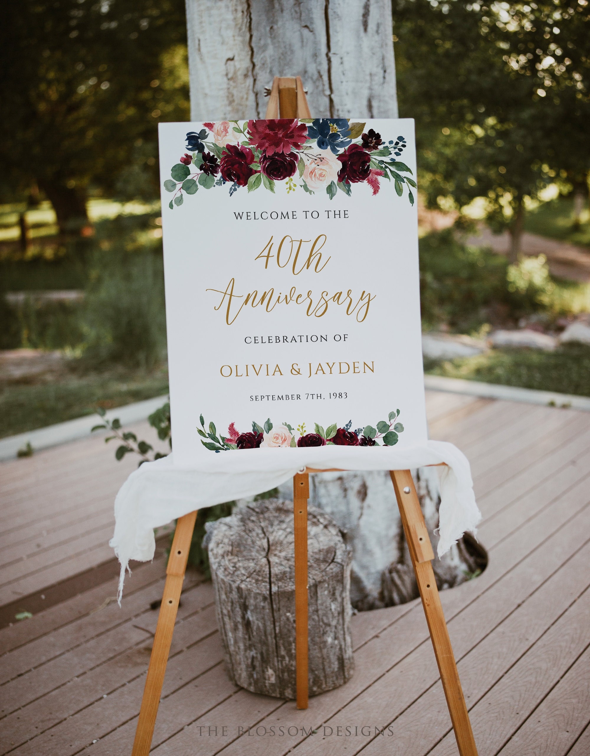 Anniversary Party Welcome Sign Burgundy Anniversary Sign - Etsy