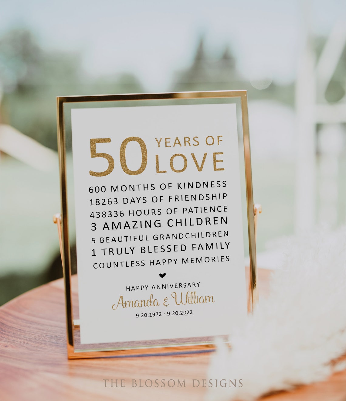50 Years of Love Sign Gold Wedding Anniversary Sign 50th - Etsy