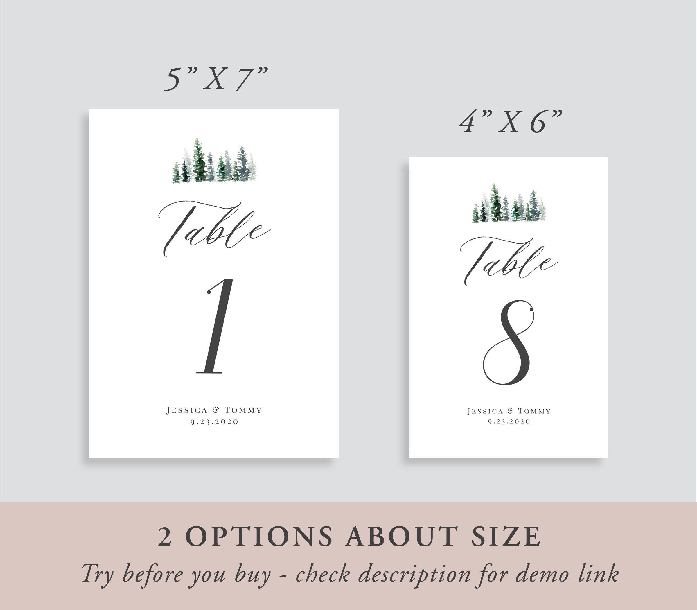 Pine Tree Table Number Template Christmas Table Number | Etsy