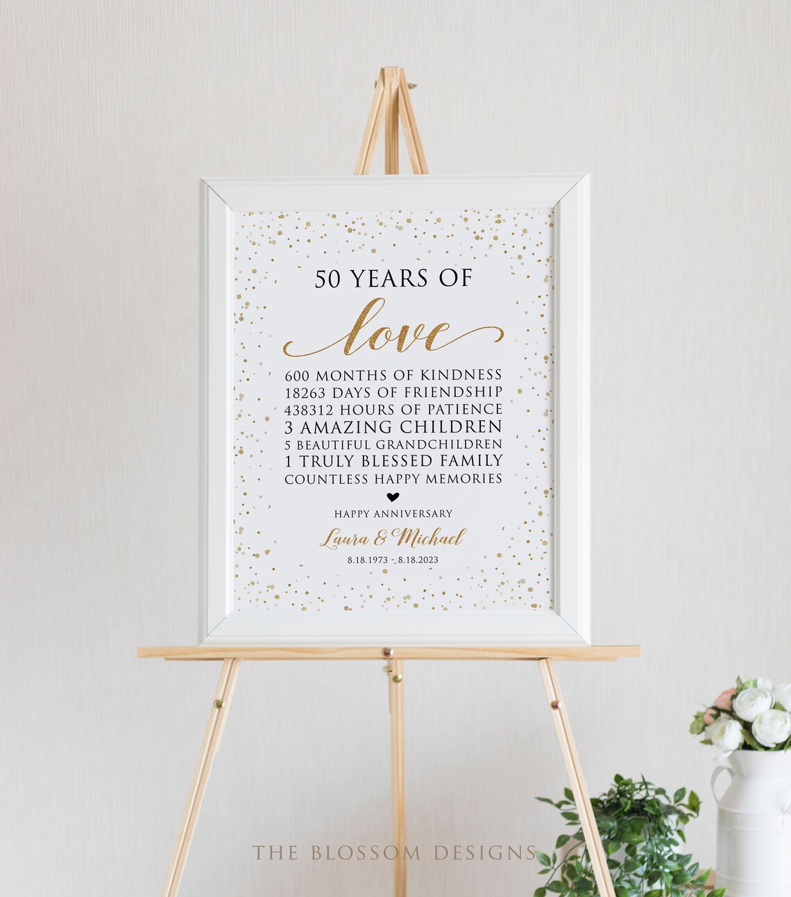 50 Years of Love Sign Gold Wedding Anniversary Sign 50th - Etsy