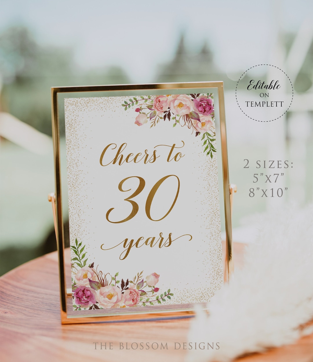 Cheers to 30 Years Sign, Pink Wedding Anniversary Sign, Can Change ...