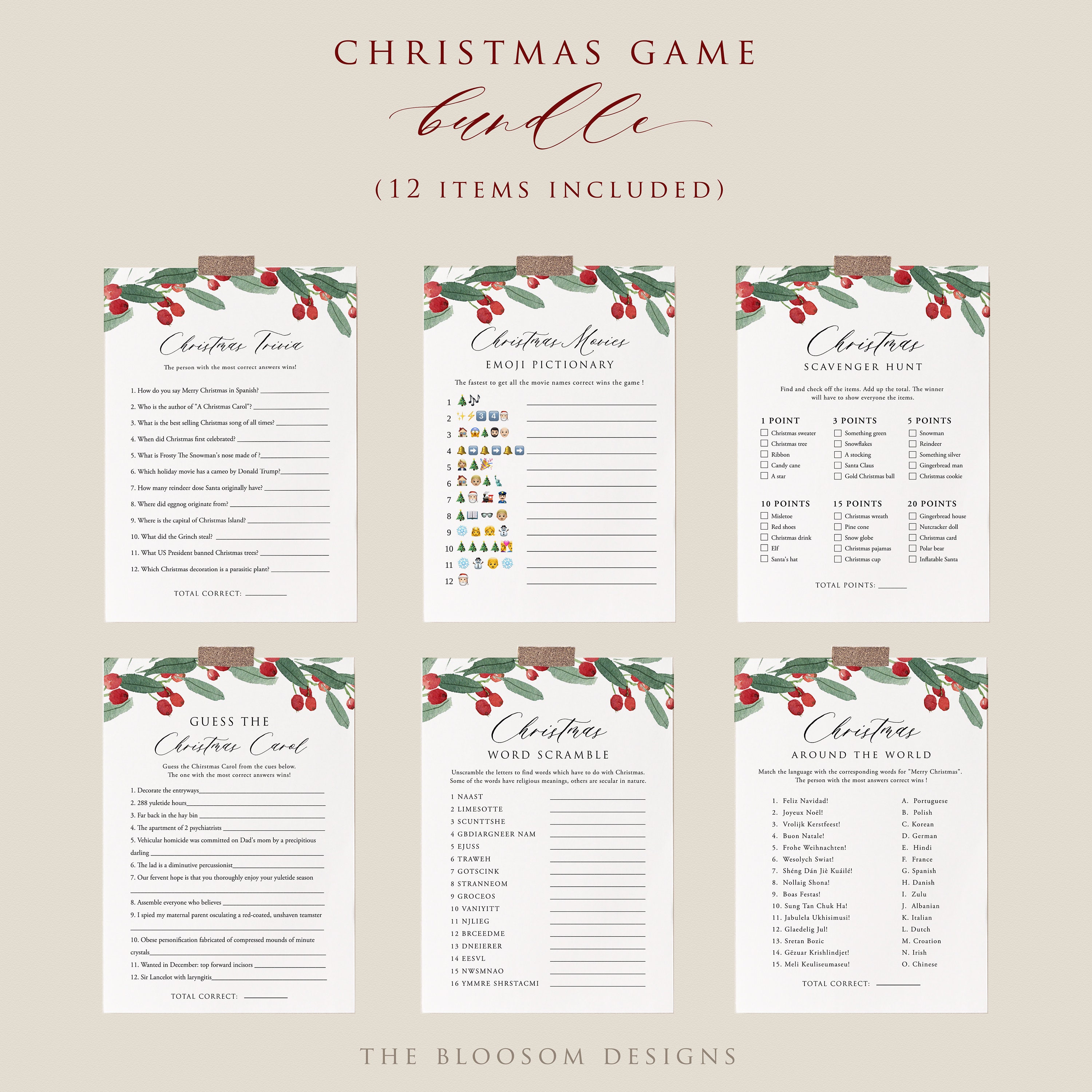 Christmas Game Bundle Holiday Party Games Family Christmas - Etsy